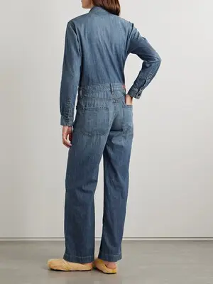 RIVET UTILITY Boyfriend Denim Jumpsuit - Blue
