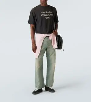 Acne Studios Logo-print Cotton-blend T-shirt - Black