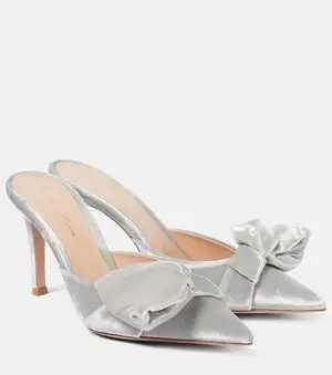 GIANVITO ROSSI 85 Velvet Mules - Silver