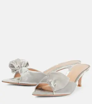 GIANVITO ROSSI 55 Bow-detail Velvet Mules