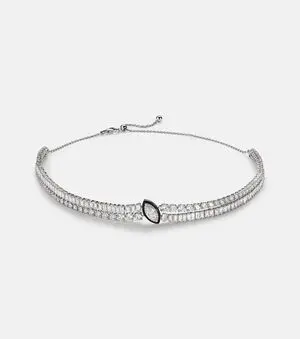 KAMYEN 18kt White Gold And Enamel Marquise Solitaire Choker With Diamonds - Silver