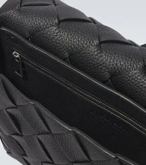 Bottega Veneta Diago Large Intreccio Leather Messenger Bag - Black