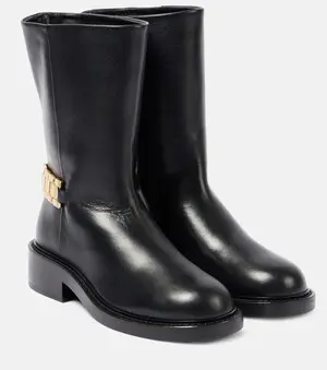 Victoria Beckham Leather Ankle Boots With Chain Detailing