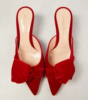 GIANVITO ROSSI Tabasco Velvet Mules With Bow Detailing