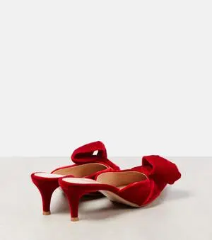 GIANVITO ROSSI Tabasco Velvet Mules With Bow Detailing