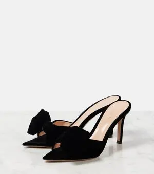 GIANVITO ROSSI 85 Bow Detail Velvet Mules