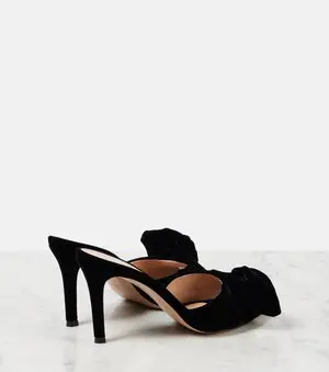 GIANVITO ROSSI 85 Bow Detail Velvet Mules