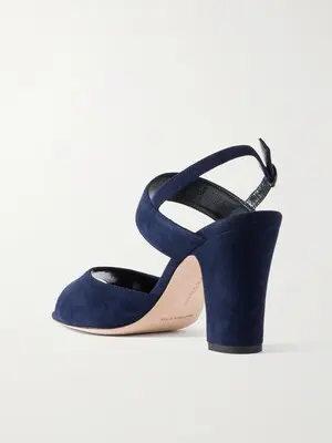 Manolo Blahnik Khiko Suede Slingback Sandals - Blue