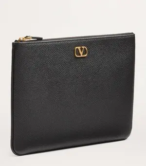 Valentino Garavani Medium Leather Vlogo Signature Pouch - Black