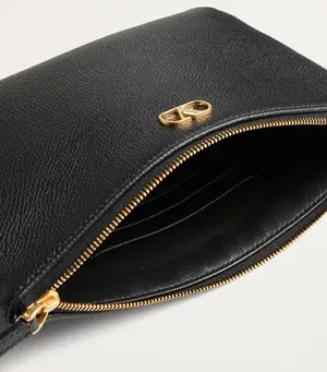 Valentino Garavani Medium Leather Vlogo Signature Pouch - Black