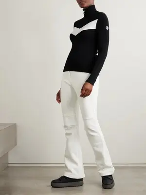 Fusalp Andromede Striped Ribbed-knit Quarter-zip Sweater - Black