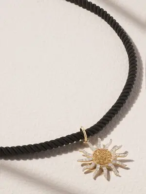 Yvonne Léon 9-karat Gold Sun Motif Necklace With Citrine And Diamonds - Black