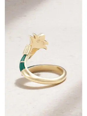 L'ATELIER NAWBAR 18 Karat Malachite, Mother-of-pearl And Diamond Ring