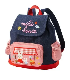 MIKI HOUSE Embroidered Denim Backpack