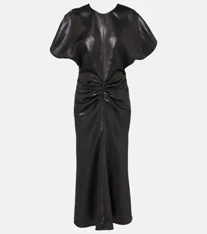 Victoria Beckham Gathered Lame Midi Dress