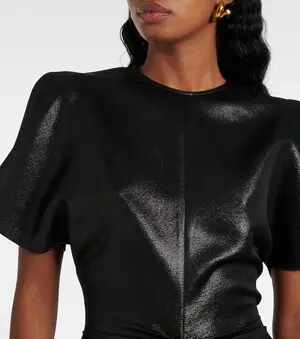 Victoria Beckham Gathered Lame Midi Dress