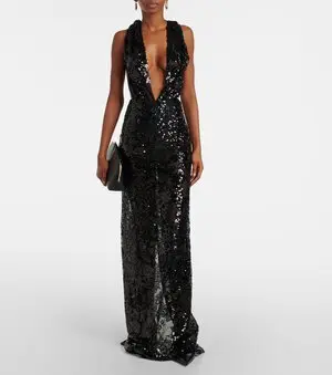 Victoria Beckham Sequined Tulle Maxi Skirt