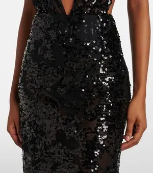 Victoria Beckham Sequined Tulle Maxi Skirt