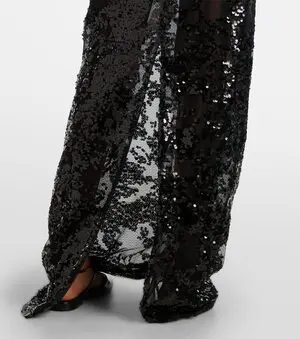 Victoria Beckham Sequined Tulle Maxi Skirt