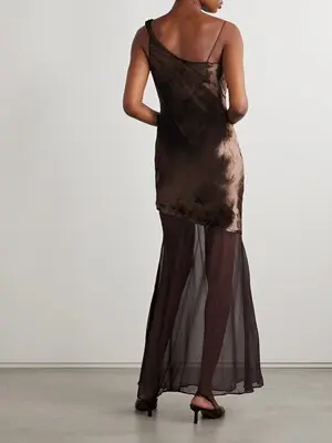 Staud Beaton Draped Velvet And Chiffon Gown