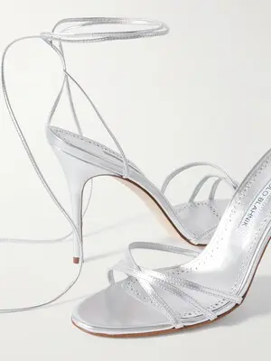 Manolo Blahnik Leva 105 Metallic Leather Sandals