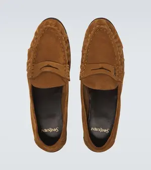 Saint Laurent Le Loafer Suede Penny Loafers - Brown