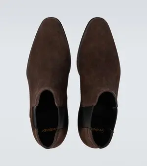 Saint Laurent Wyatt Suede Chelsea Boots - Brown
