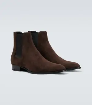 Saint Laurent Wyatt Suede Chelsea Boots - Brown
