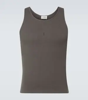 Saint Laurent Logo Cotton Tank Top - Grey