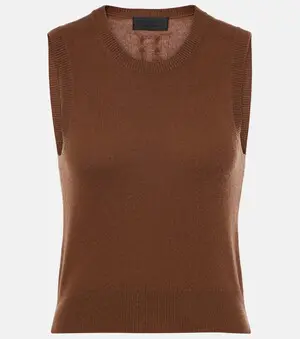 NILI LOTAN Nili Lotan May Knitted Cashmere Tank Top Brown