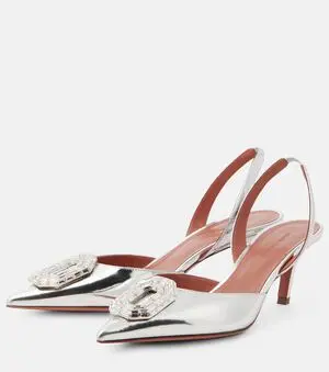 Amina Muaddi Camelia 60 Slingback Pumps - Silver