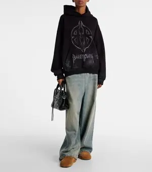 Balenciaga Suede Faux Fur Trimmed Slippers