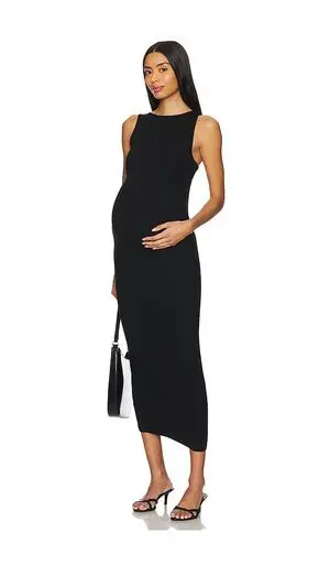 BUMPSUIT Soft Rib Boat Neck Midi Dress - Black