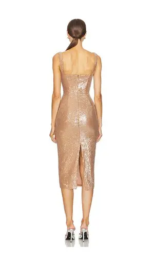 CAMILA COELHO Sequined Midi Dress With Square Neckline And Back Vent