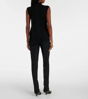 TOTEME Wool-blend Turtleneck Top With Scarf Detail - Black