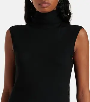 TOTEME Wool-blend Turtleneck Top With Scarf Detail - Black