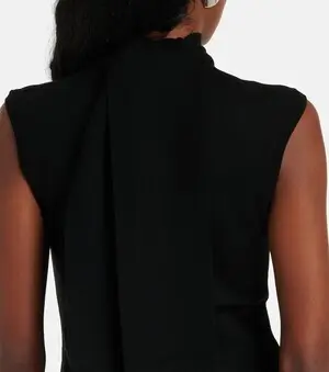 TOTEME Wool-blend Turtleneck Top With Scarf Detail - Black