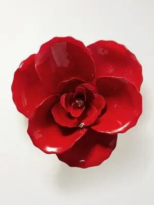 JENNIFER BEHR Gold-plated Enamel Rose Brooch - Red