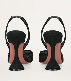 Amina Muaddi Lace Holli Slingback Heels 95 - Black