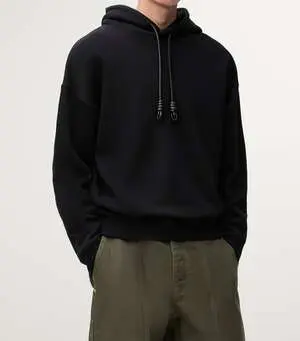 Loewe Cotton-blend Hoodie With Leather Anagram - Black