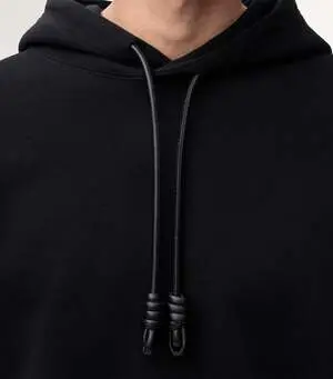 Loewe Cotton-blend Hoodie With Leather Anagram - Black