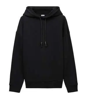 Loewe Cotton-blend Hoodie With Leather Anagram - Black