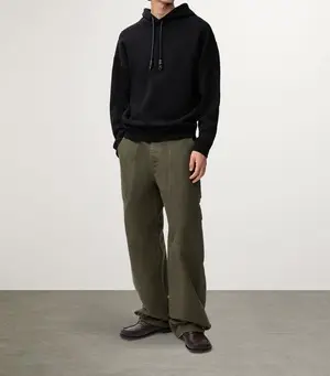 Loewe Cotton-blend Hoodie With Leather Anagram - Black