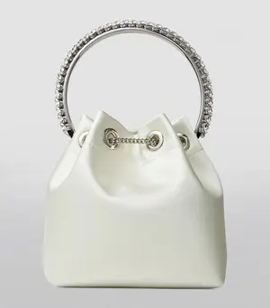 JIMMY CHOO Satin Bon Bon Top-handle Bag - Ivory