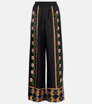 La DoubleJ Printed Silk Palazzo Pants - Multicoloured