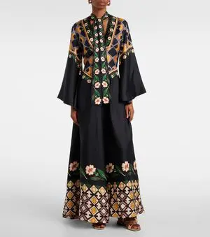 La DoubleJ Magnifico Printed Silk Twill Maxi Dress