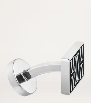 Cartier Sterling And Black Lacquer Double C De Cufflinks - Silver