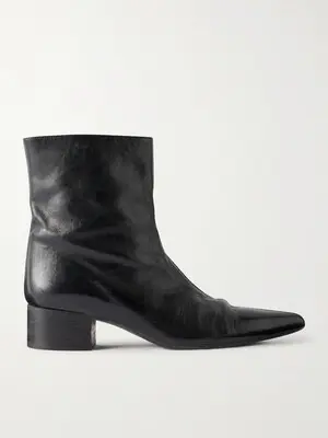 Khaite Andee Crinkled-leather Ankle Boots - Black