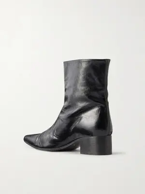 Khaite Andee Crinkled-leather Ankle Boots - Black