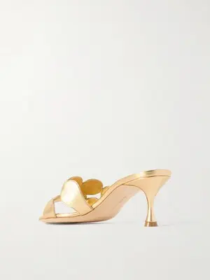 Manolo Blahnik Haribalmu Metallic Leather Sandals - Gold